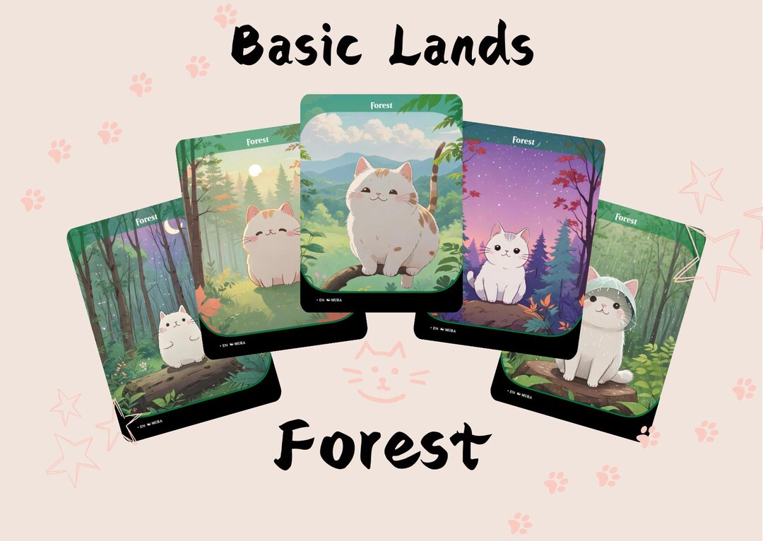 Forest - 5 Basic Land Set | Cute Proxy | Custom Alter Full Art Card ...