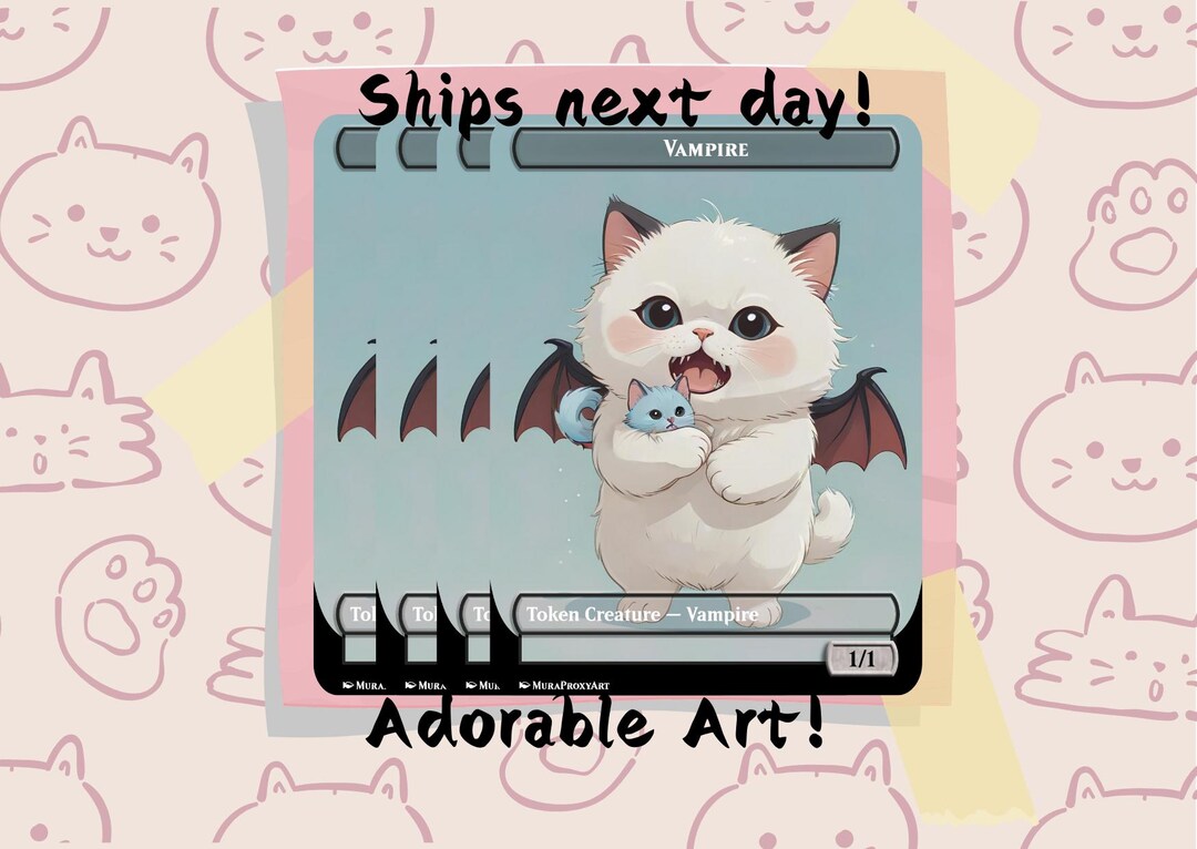 4 Vampire Tokens 1/1 MTG Cute Proxy Custom Alter Full Art Card ...