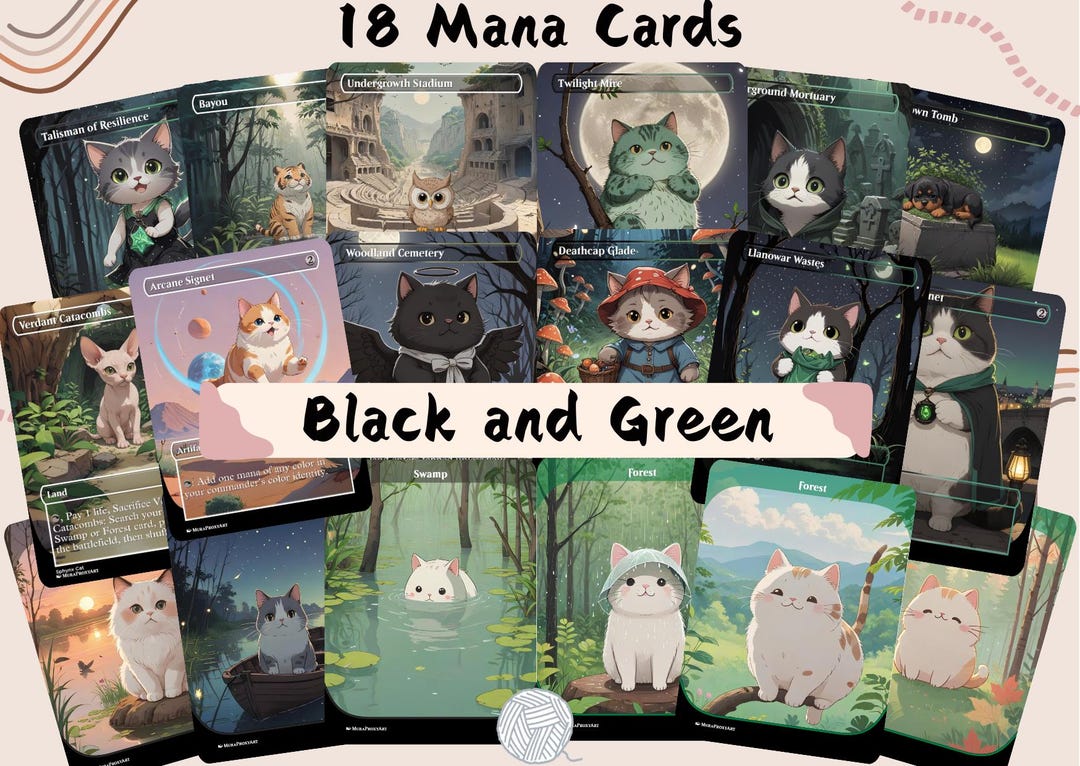 Black and Green (BG) Mana Land Bundle - Cute Proxy | Custom Alter Full ...