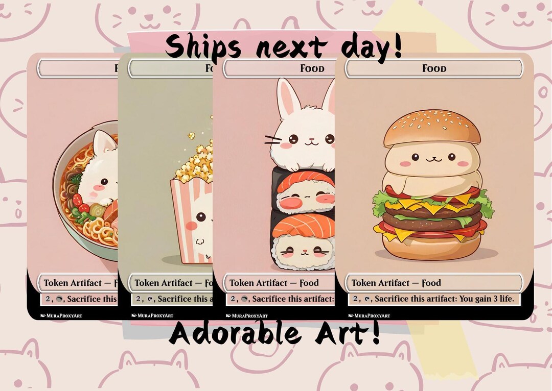 4 Food Tokens - Cute Proxy | Custom Alter Full Art Card | Commander EDH ...