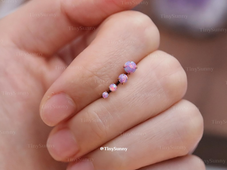 20G/18G/16G Titanium Purple Opal Flat Back Earring • Opal Threadless ...