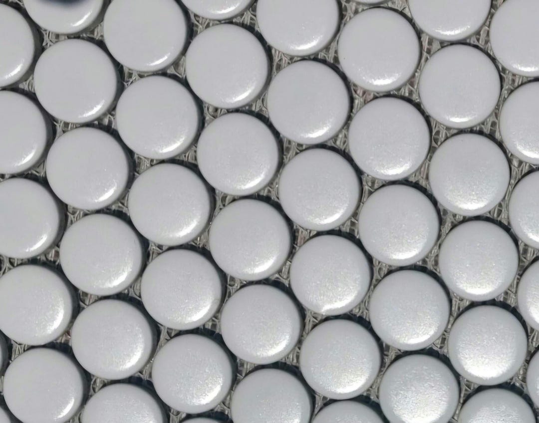 50 Penny Round Tiles, Mosaic, Porcelain Tiles, White Round Tiles - Etsy ...