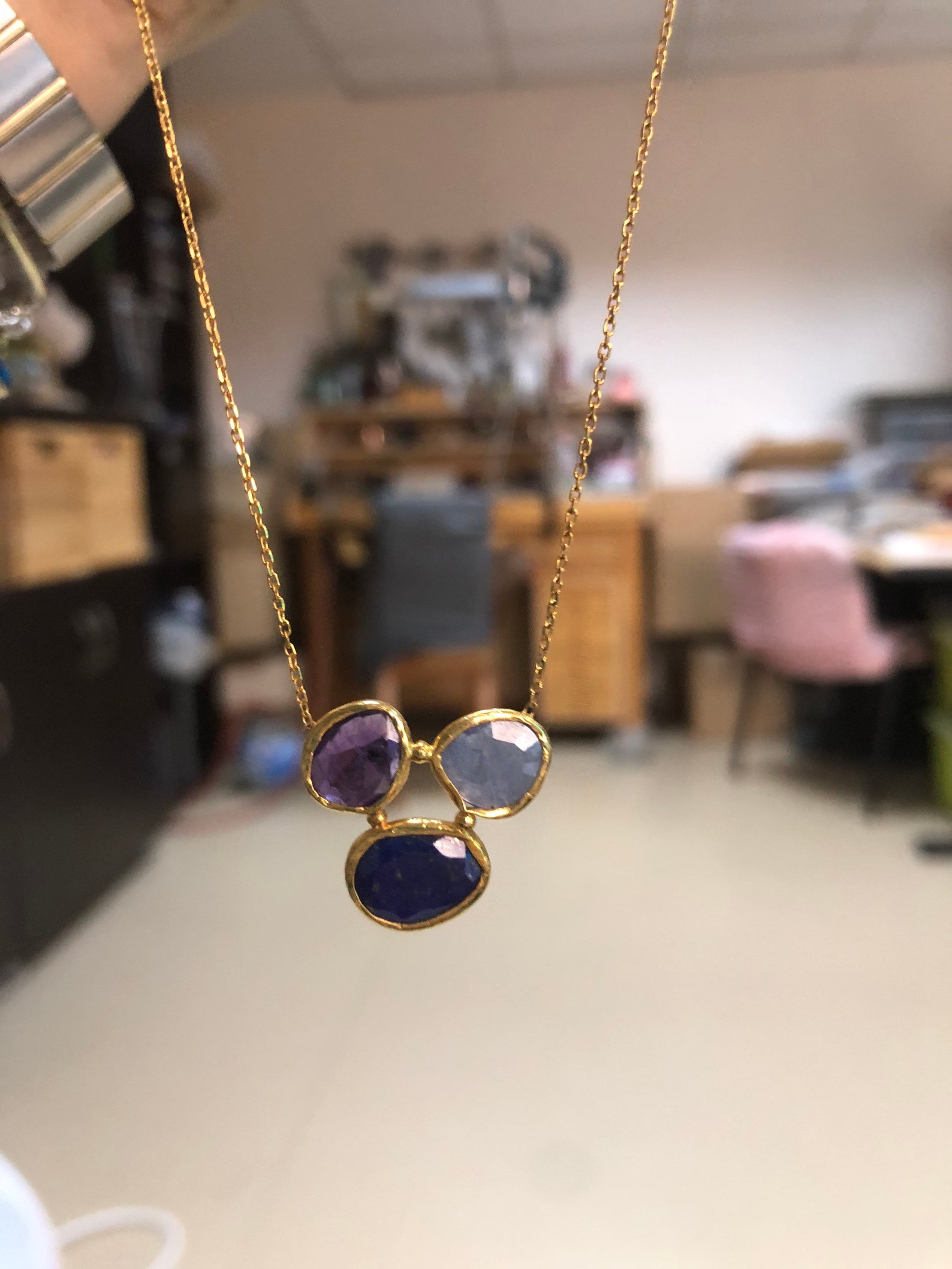 Amethyst Lapis Lazuli and Apetit Three Stone Necklace - Etsy