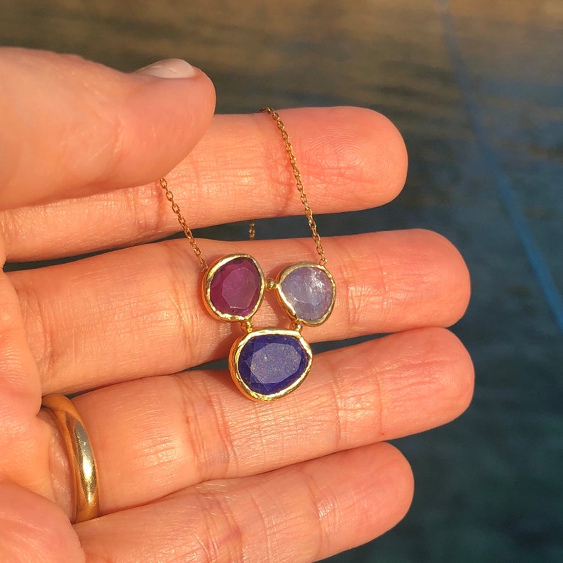Amethyst Lapis Lazuli and Apetit Three Stone Necklace - Etsy