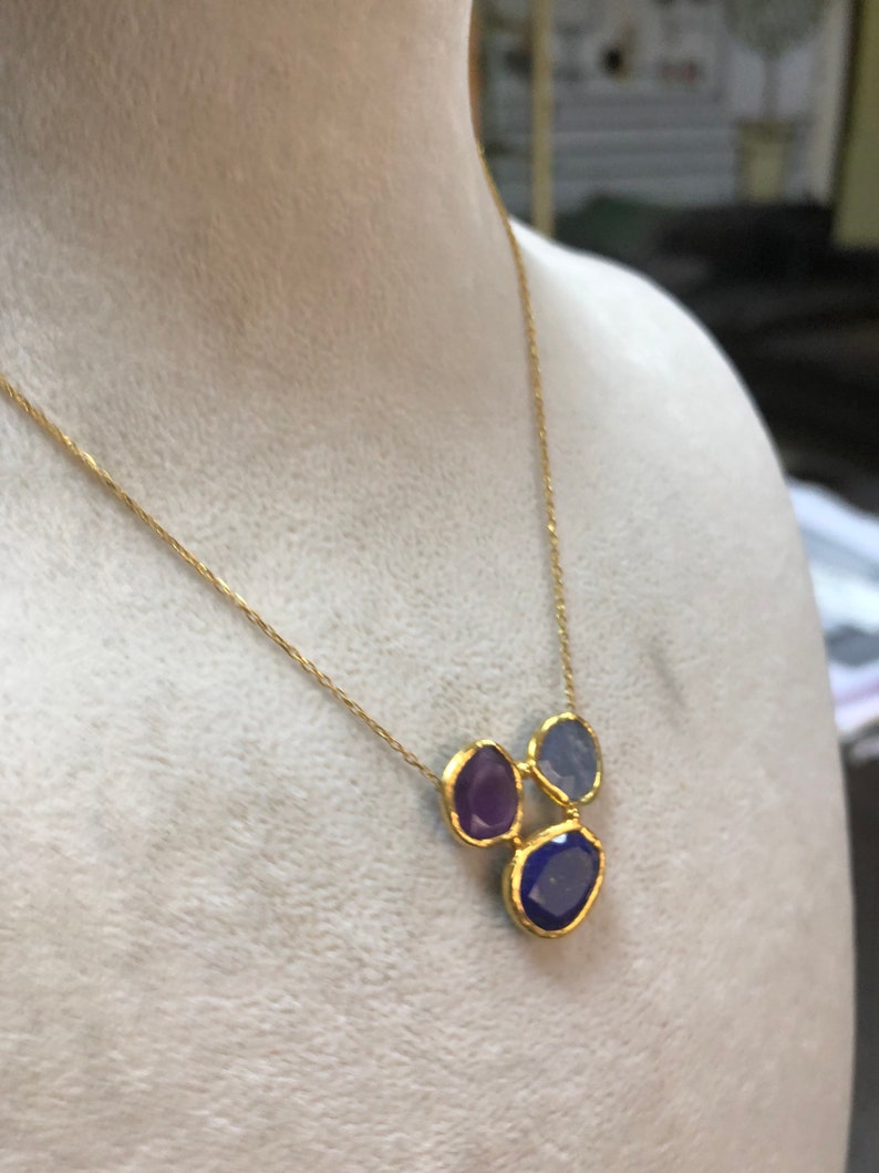 Amethyst Lapis Lazuli and Apetit Three Stone Necklace - Etsy