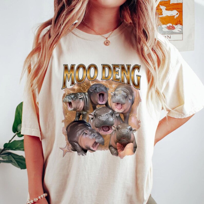 Moo Deng Tshirt PNG, Moo Deng Merch, Moo Deng Bootleg PNG, Baby Hippo ...