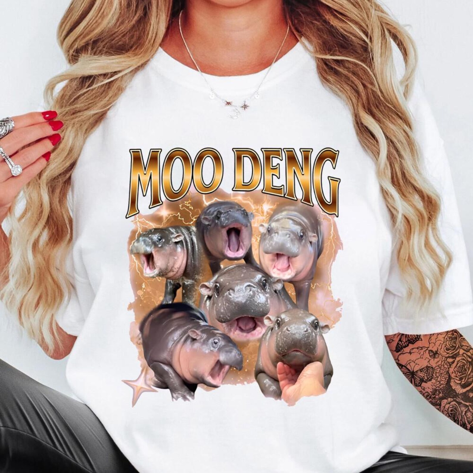 Moo Deng Tshirt PNG, Moo Deng Merch, Moo Deng Bootleg PNG, Baby Hippo ...