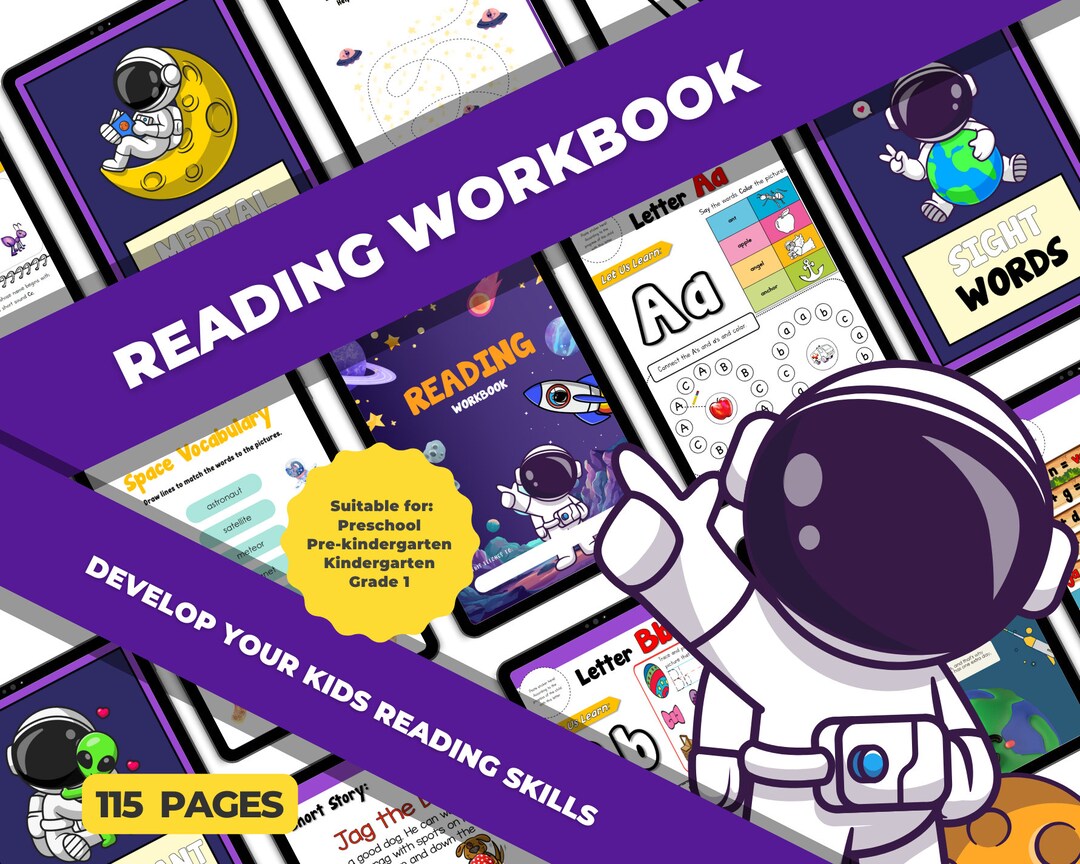 Astronaut Space Preschool Kindergarten Reading Workbook / Worksheet ...