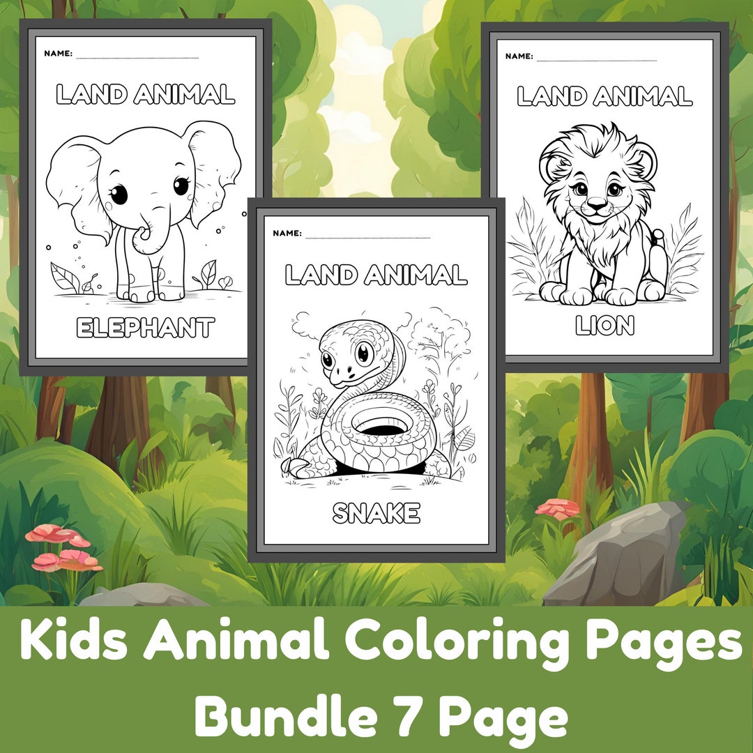 Kids Animal Coloring Pages | Printable Digital Download | Fun and ...