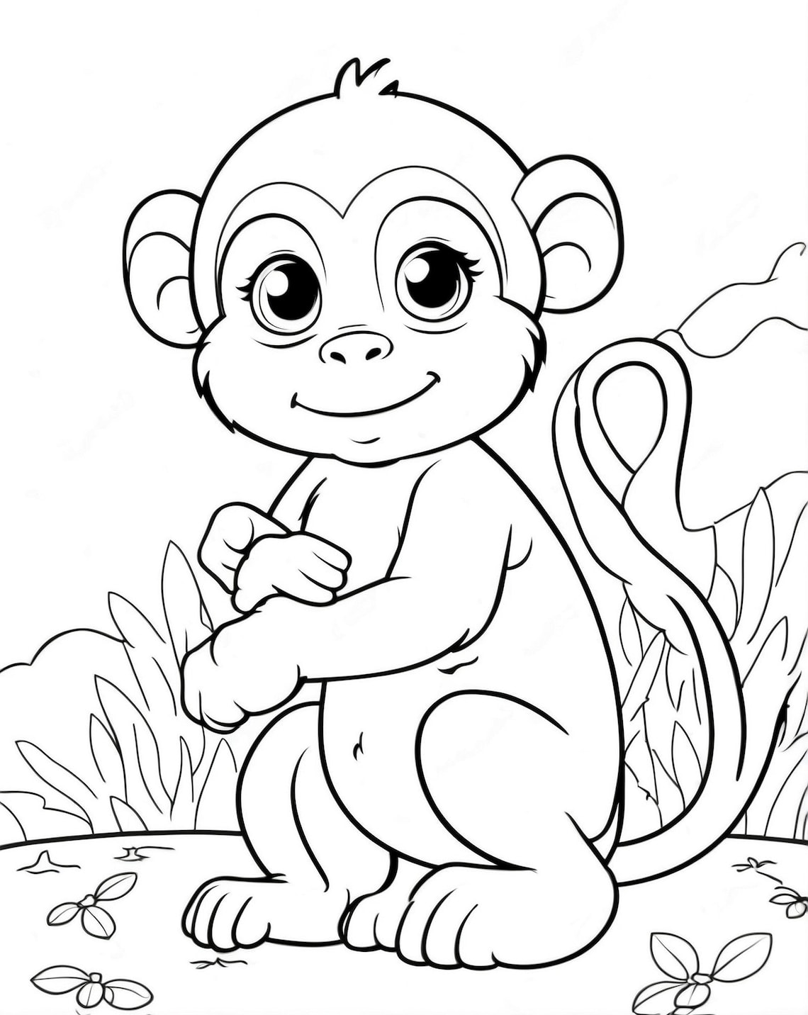 Baby Monkey Coloring Pages Monkey Coloring Sheets Instant Download for ...