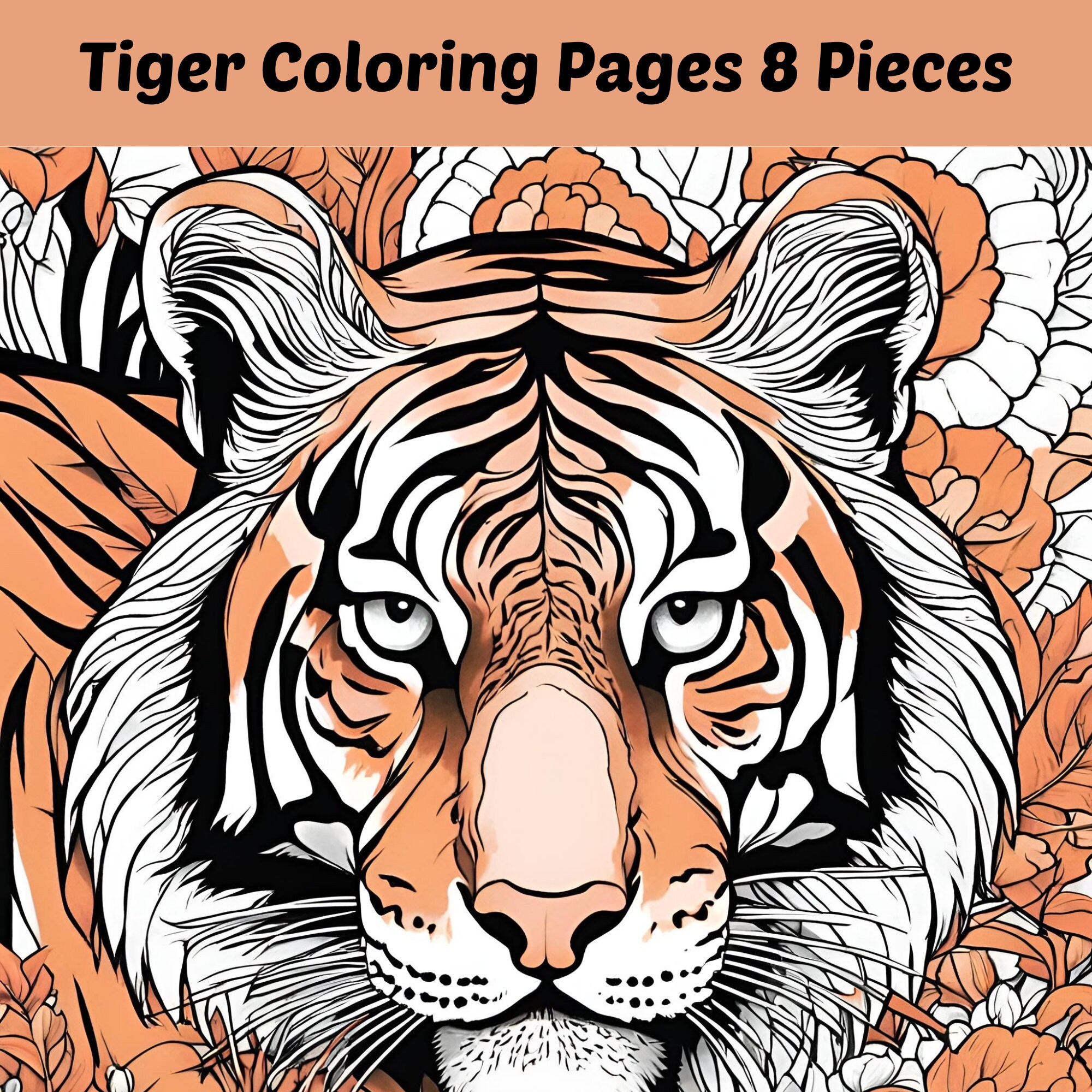 Wild Tiger Coloring Pages | Instant Download Printable Kids Activity ...