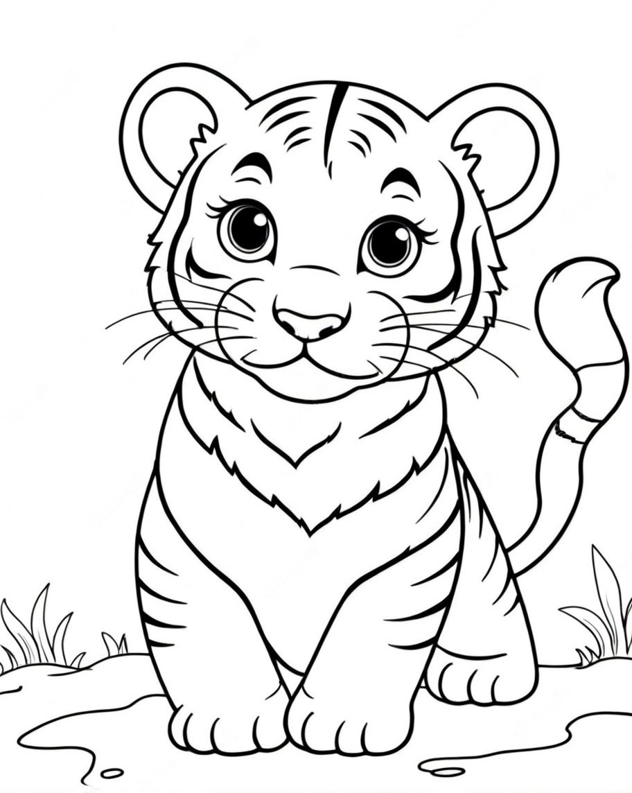 Cute Baby Tiger Printable Coloring Pages Perfect for Kids - Etsy