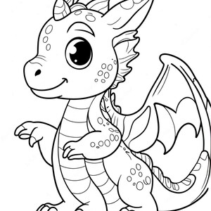 Cute Baby Dragon Coloring Pages | 16 Printable Designs (PDF) - Etsy