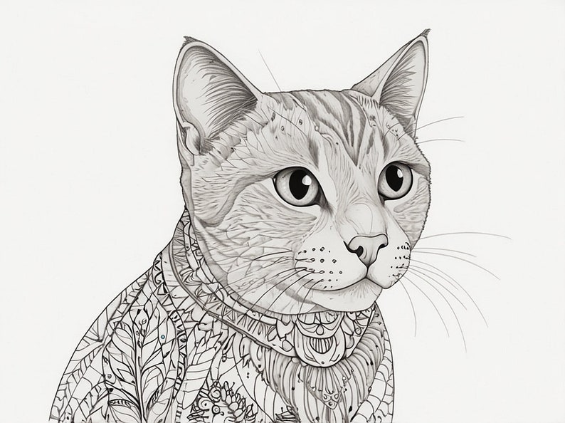 Adult Cat Coloring Pages | 13 High-quality PDF Sheets | Relaxing Cat ...