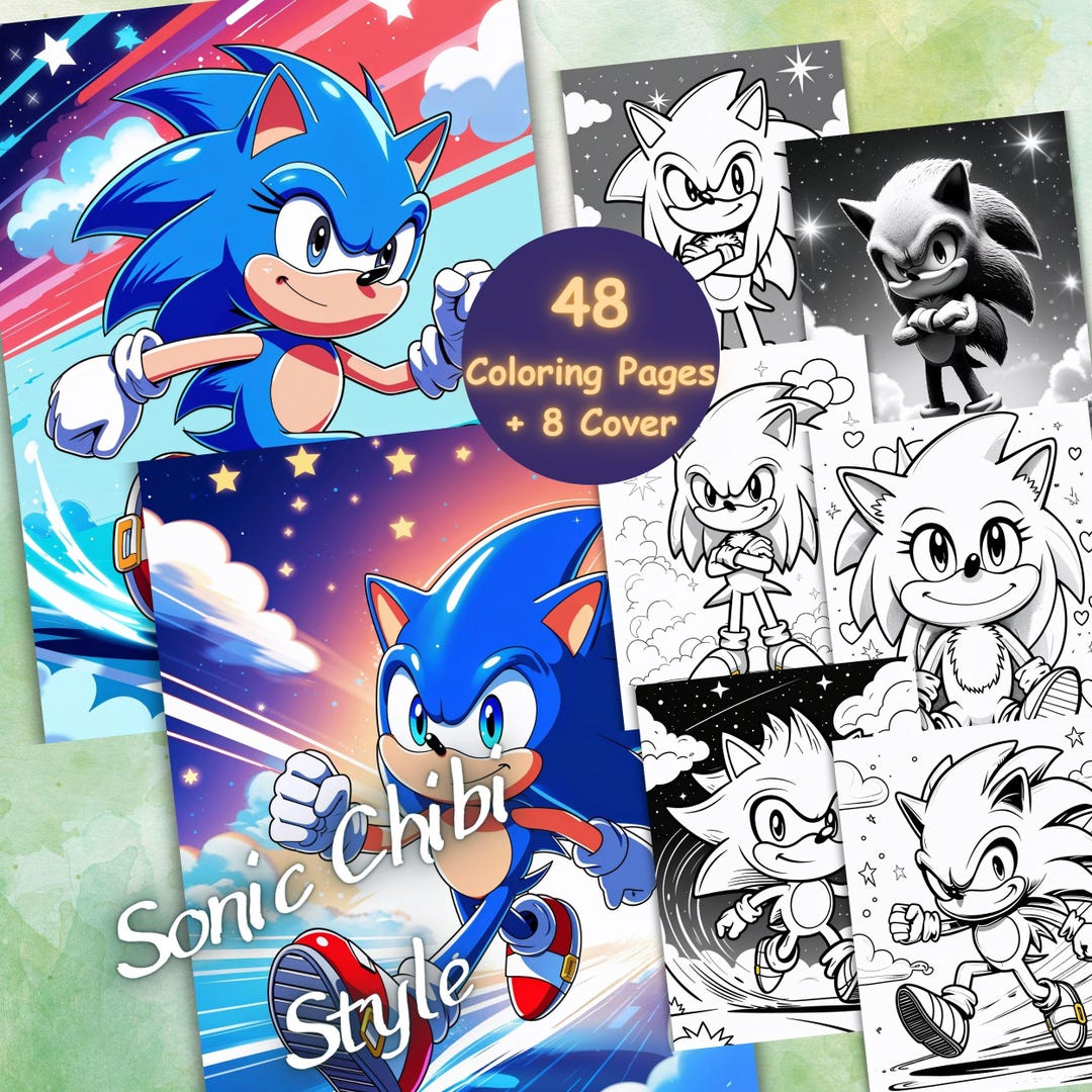 Cute Chibi Sonic Coloring Book Pages | Fun Printable Sonic the Hedgehog ...