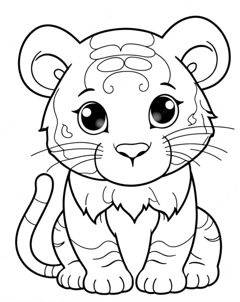 Baby Tiger Coloring Pages – 16 Cute Animal Illustrations (PDF) - Etsy