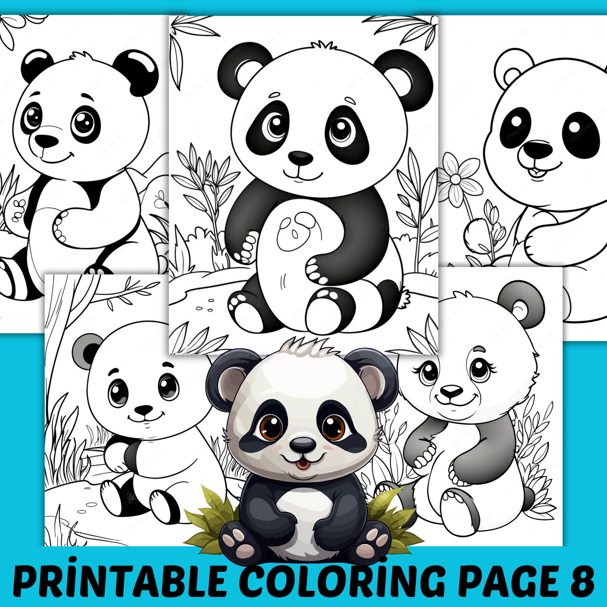 Adorable Panda Coloring Pages | Panda Bear Coloring Sheets | Instant ...