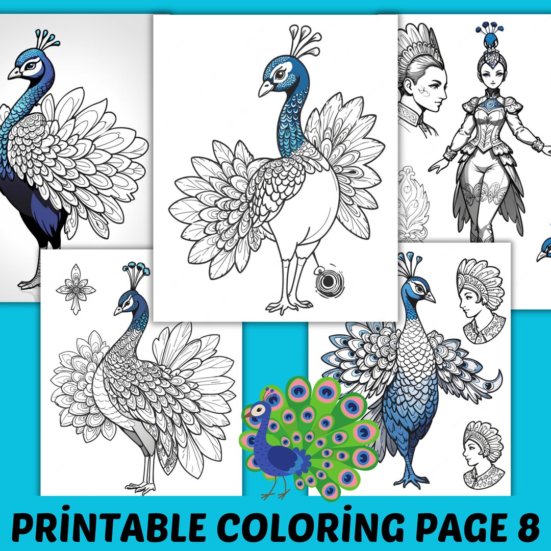 Peacock Coloring and Completion Book for Adults - 8 Pages - ZIP & PDF ...