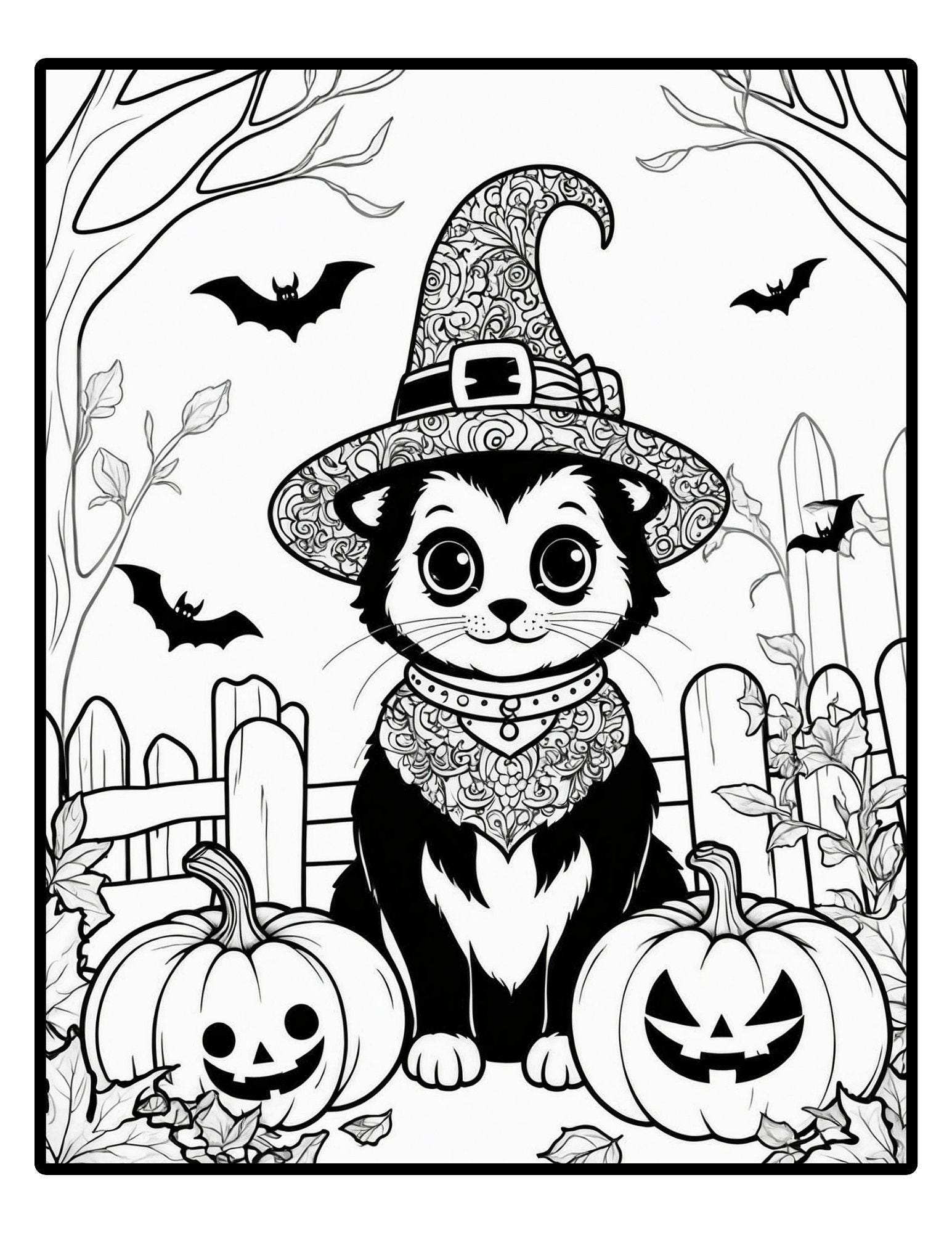 Halloween Animal Coloring Pages | 24 Unique Sheets | Cat | 8 Page Bonus ...