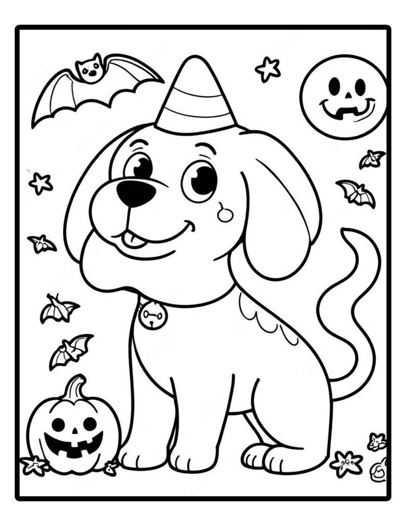 Halloween Animal Coloring Pages | 30 Unique Sheets | Dog - Etsy