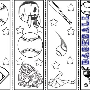 Printable Baseball Coloring Bookmarks - Set of 4 Fun & Creative Designs ...