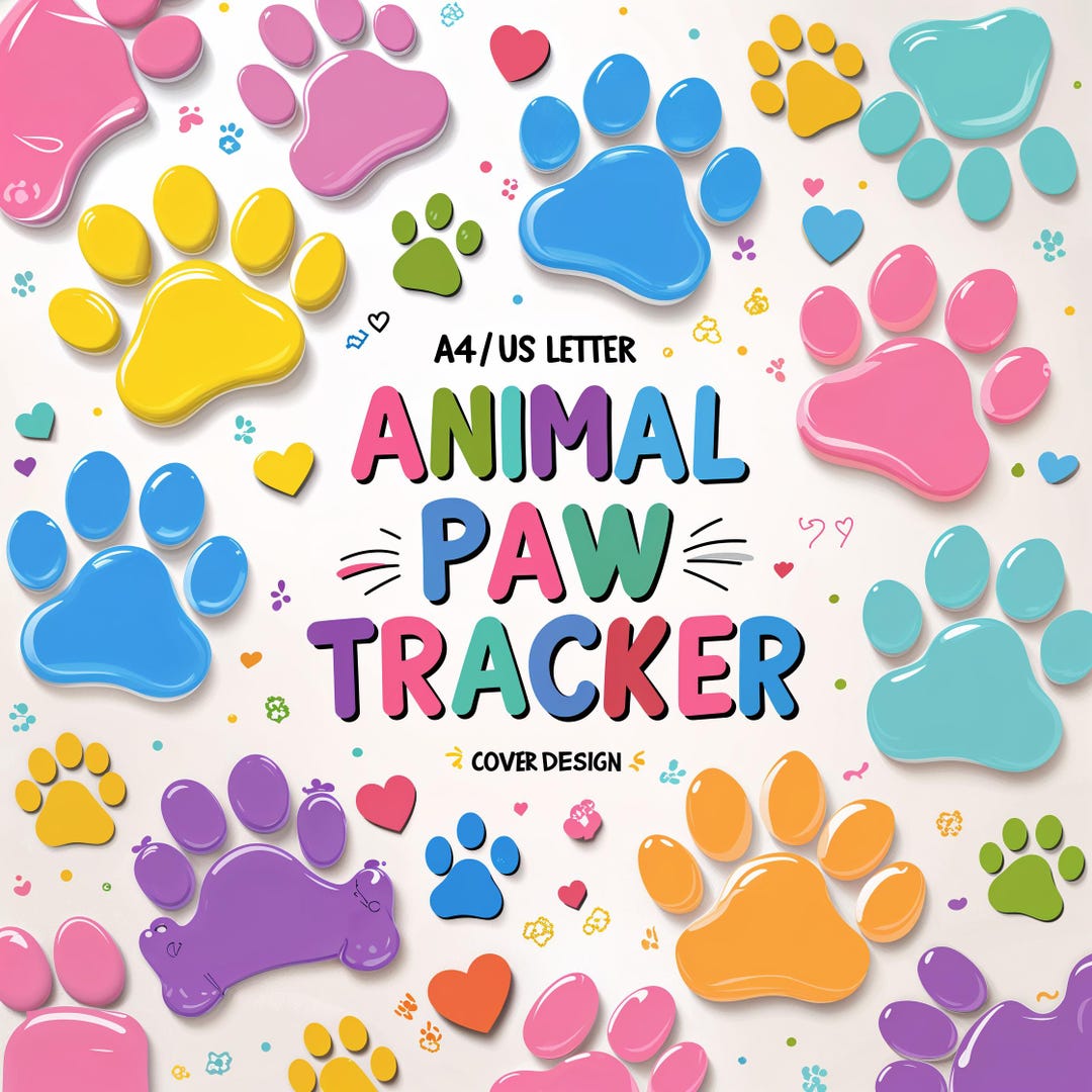Animal Paw Tracker | Coloring Pages | 16-page Fun Habit Tracker | A4 ...