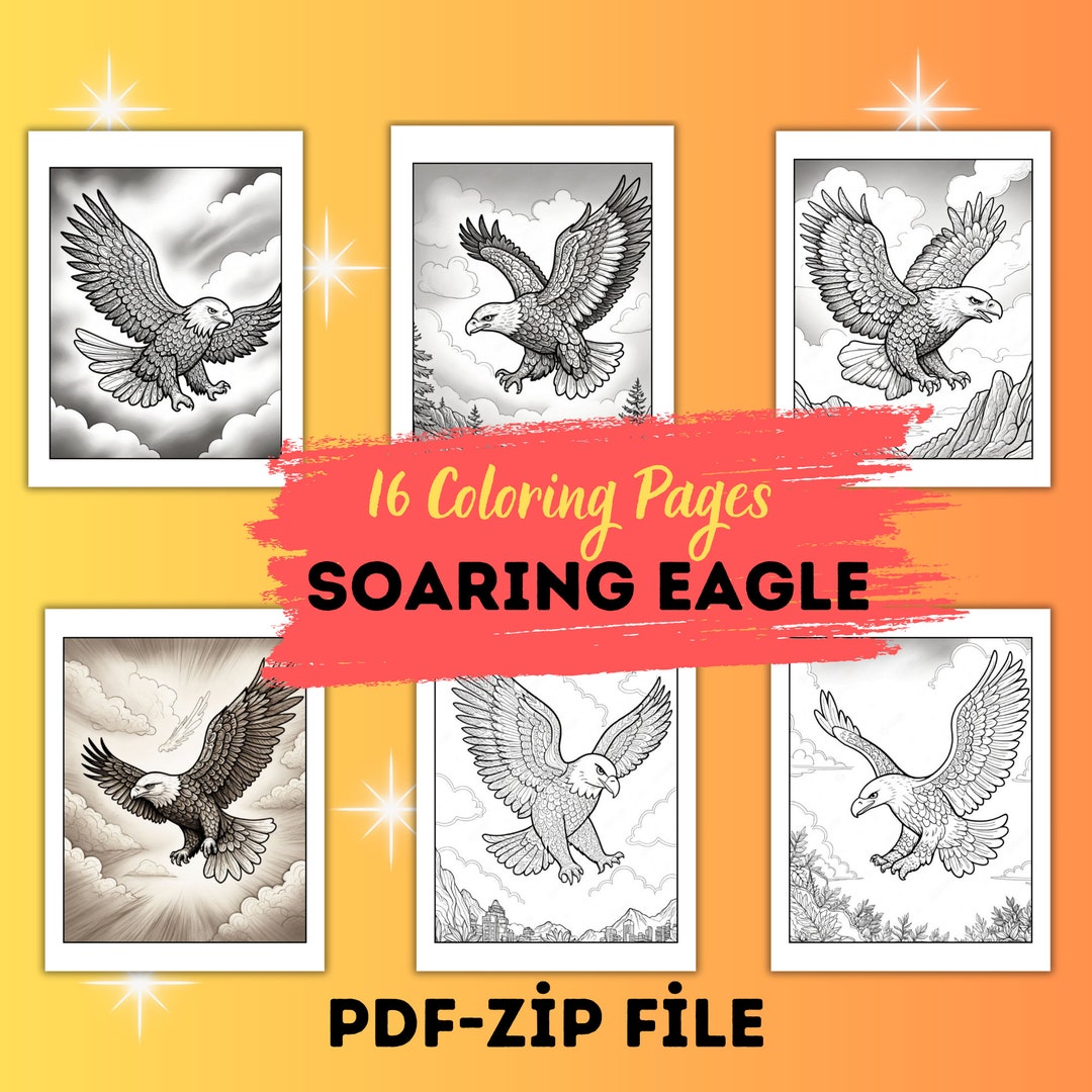 Soaring Eagle Adult Coloring Page | Intricate Nature Illustration ...