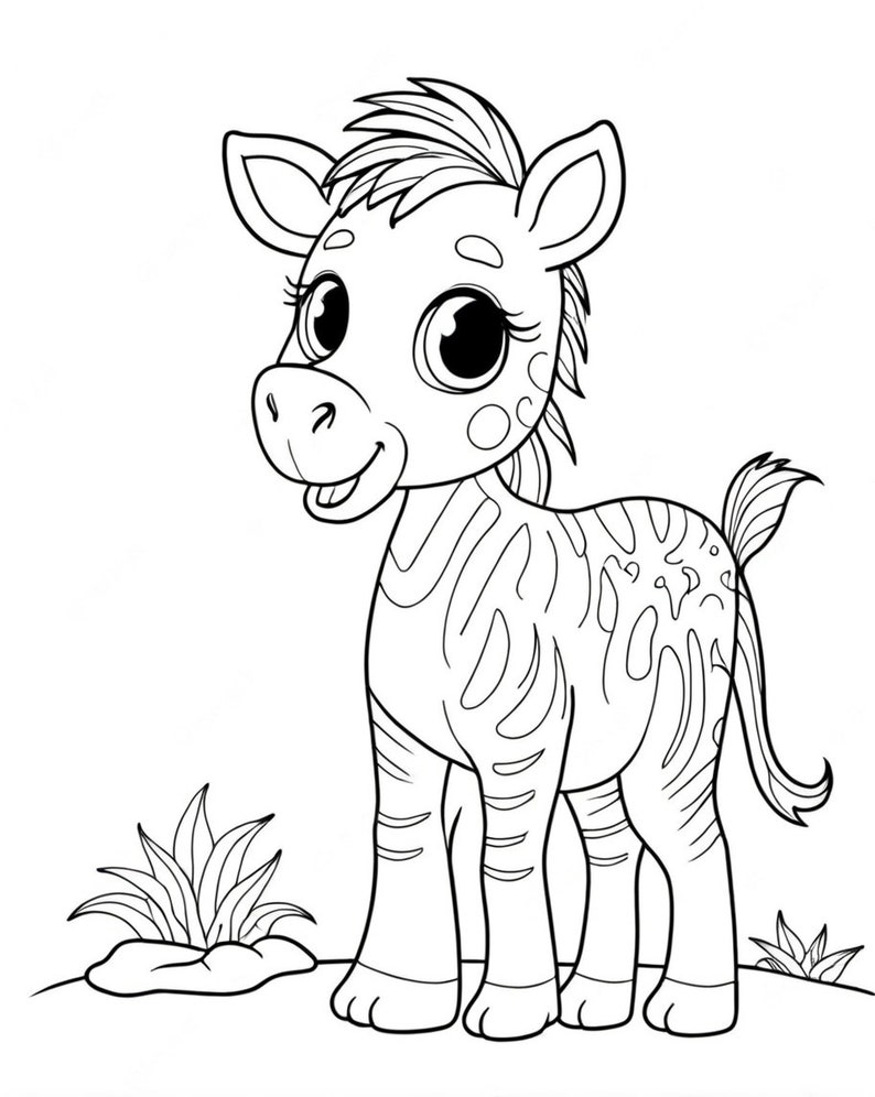 Cute Baby Zebra Coloring Pages for Kids - 16 Pages - Etsy