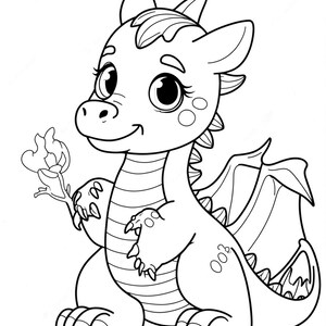 Cute Baby Dragon Coloring Pages | 16 Printable Designs (PDF) - Etsy