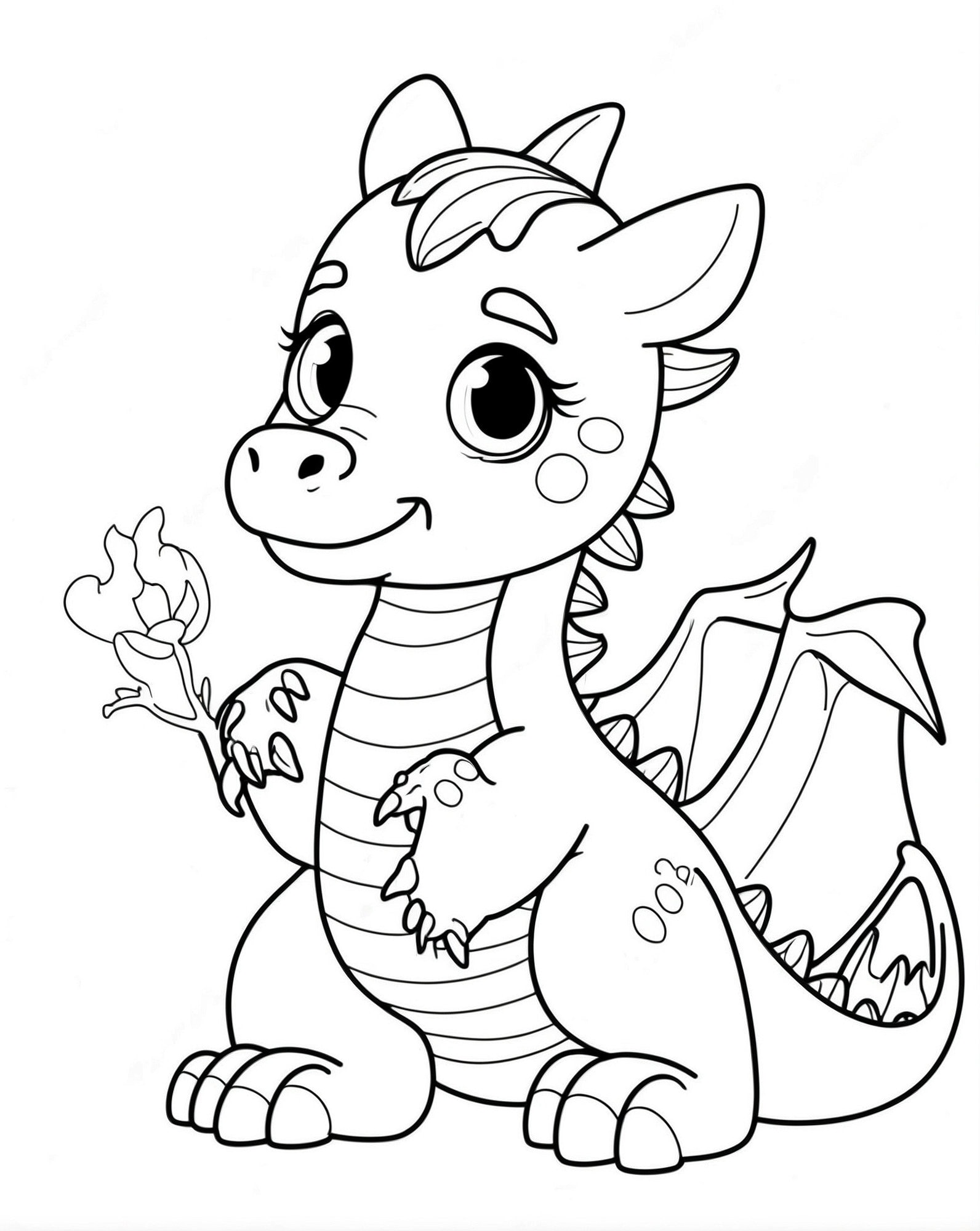 Cute Baby Dragon Coloring Pages | 16 Printable Designs (PDF) - Etsy