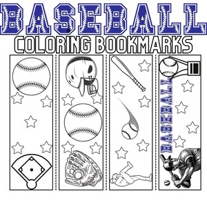 Printable Baseball Coloring Bookmarks - Set of 4 Fun & Creative Designs ...