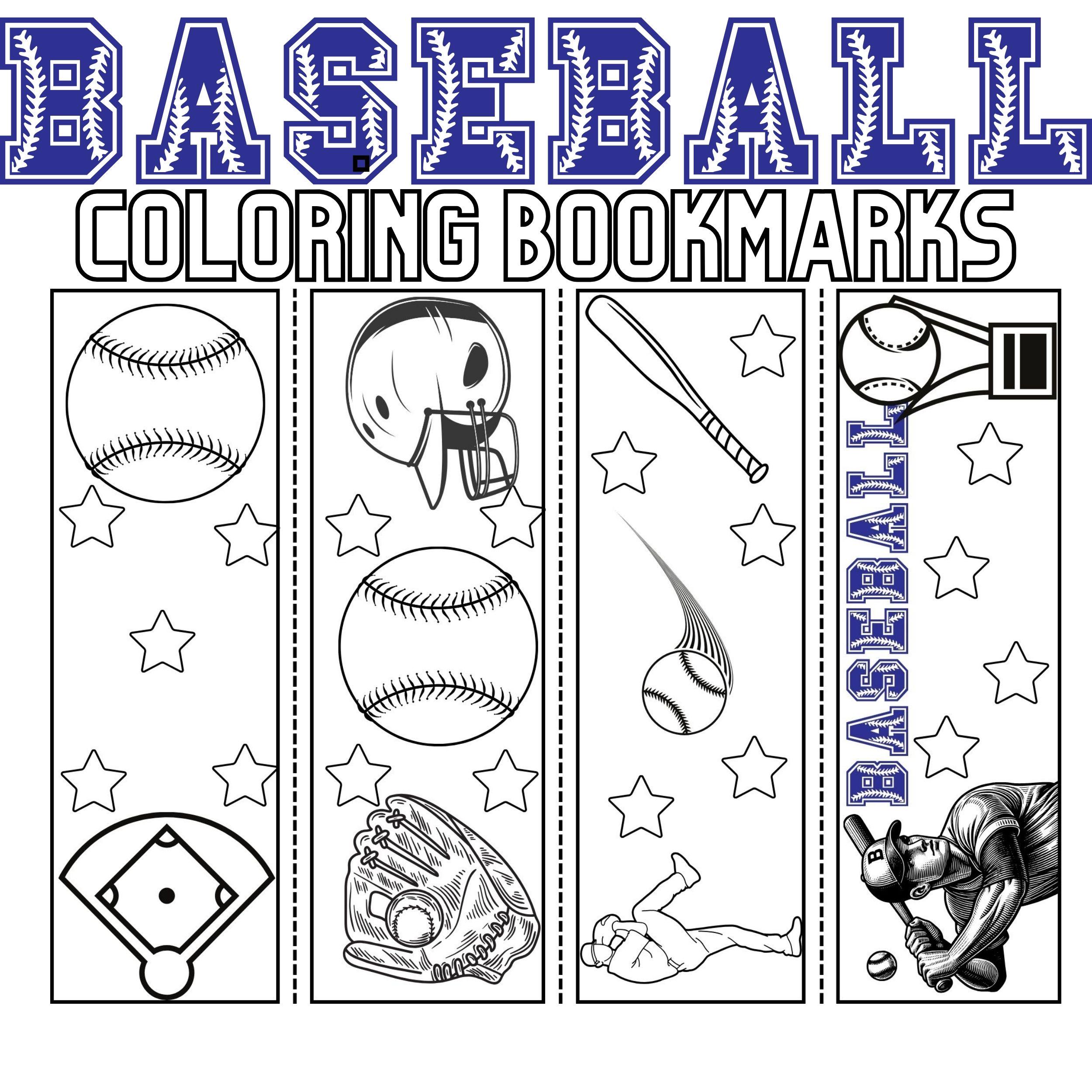 Printable Baseball Coloring Bookmarks - Set of 4 Fun & Creative Designs ...
