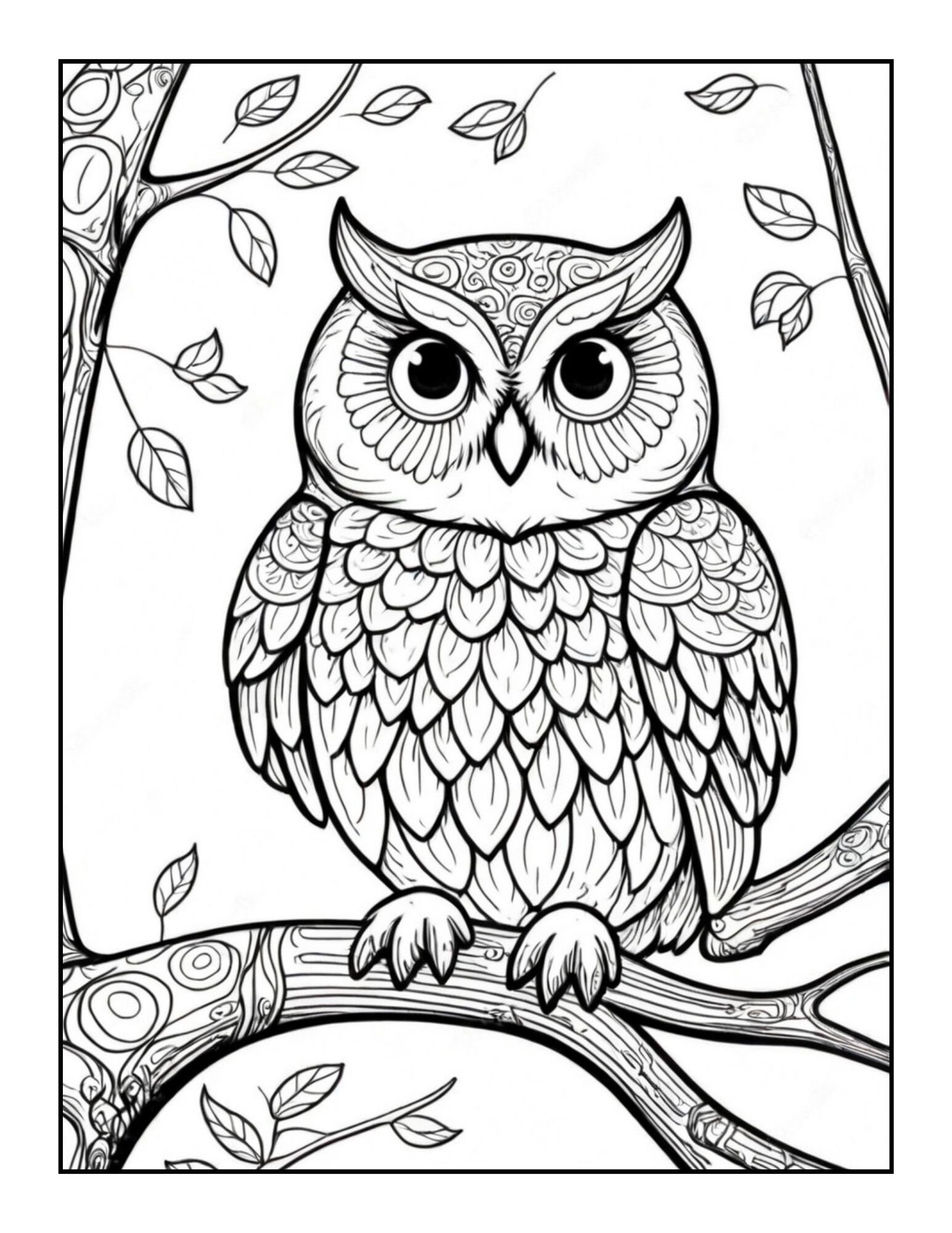 Owl Coloring Pages for Kids and Adults | Printable Owl Coloring Book ...