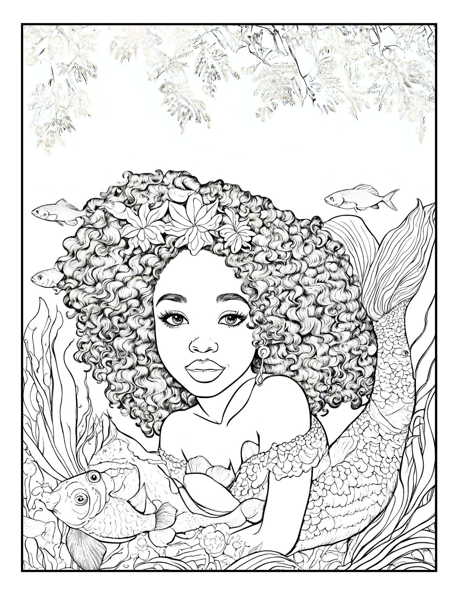 Magical Mermaid Coloring Book for Kids & Adults 16 Pages of Underwater ...