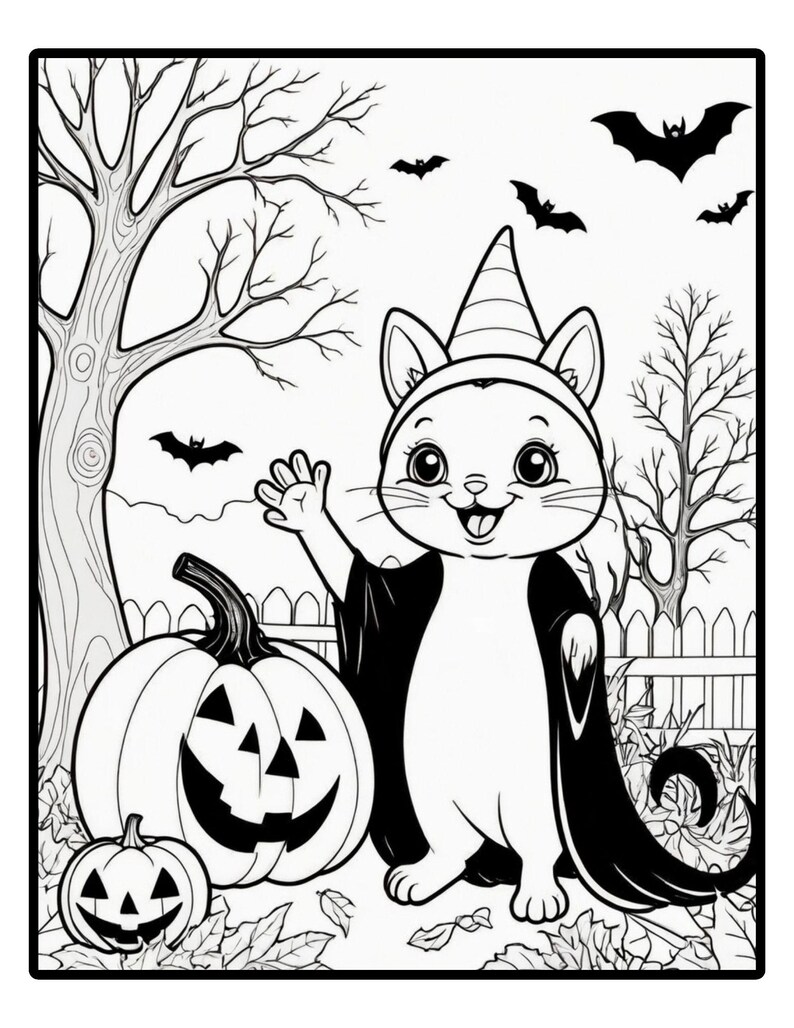 Halloween Animal Coloring Pages | 24 Unique Sheets | Cat | 8 Page Bonus ...