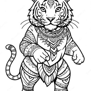 Tiger-themed Mandala Coloring Pages | Instant Download Printable Art ...