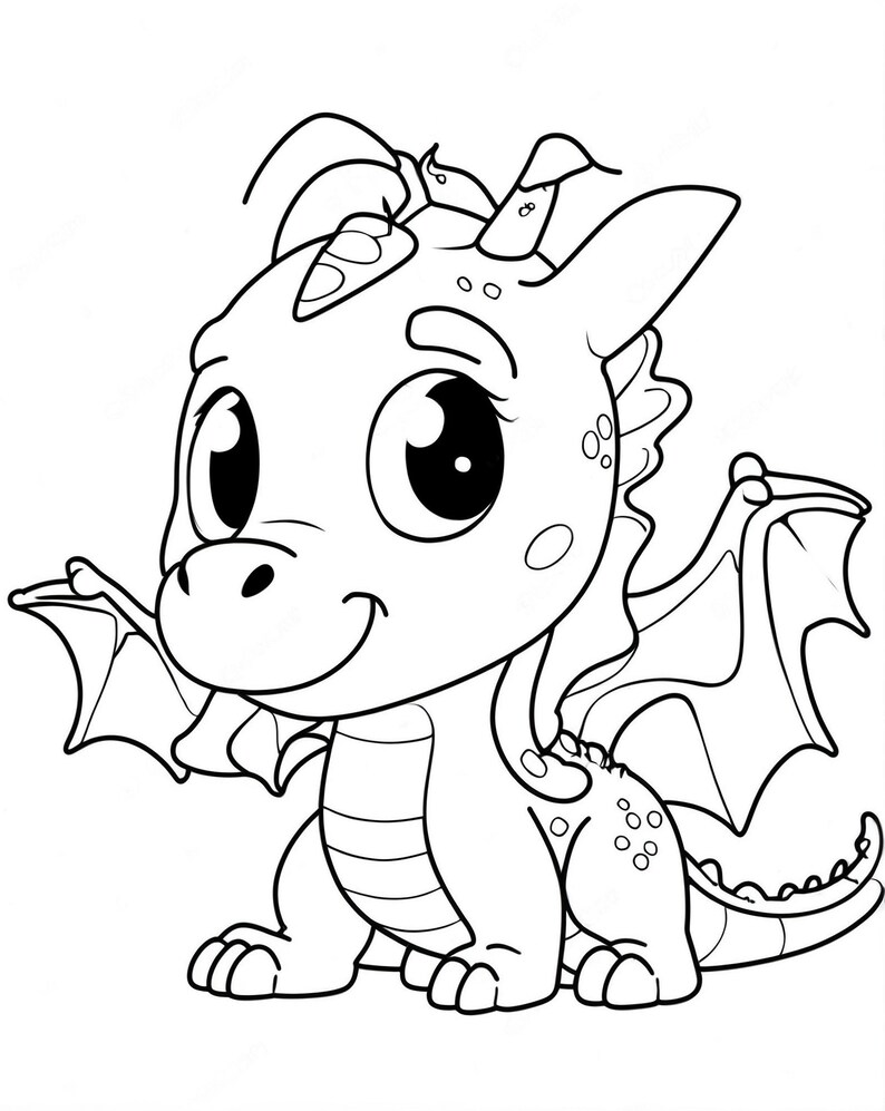 Cute Baby Dragon Coloring Pages | 16 Printable Designs (PDF) - Etsy ...
