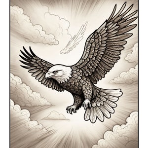 Soaring Eagle Adult Coloring Page | Intricate Nature Illustration ...