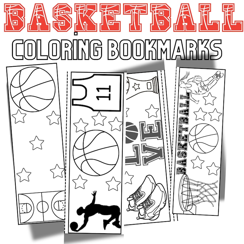Printable Basketball Coloring Bookmarks Set of 4 Fun & Creative Designs ...