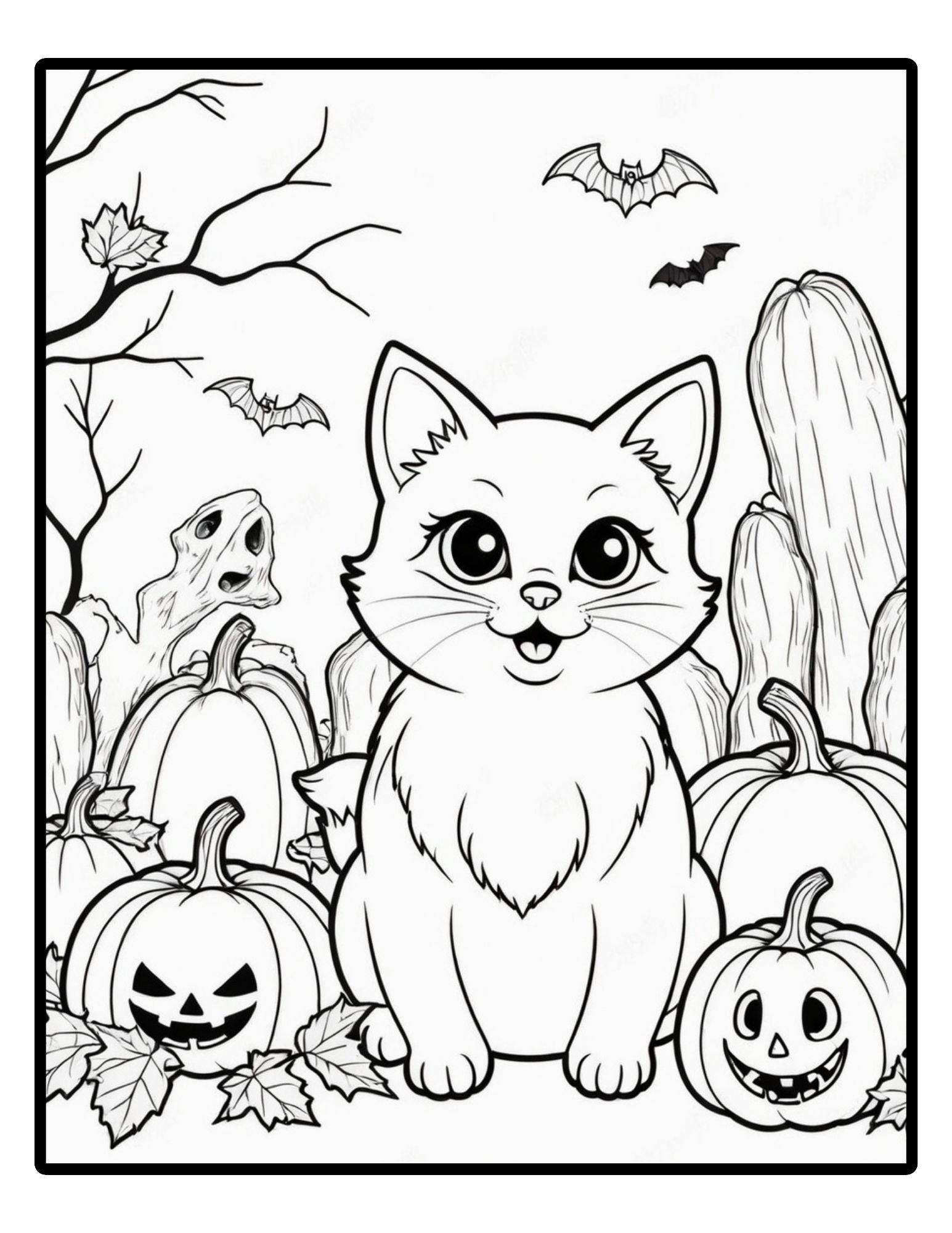 Halloween Animal Coloring Pages | 24 Unique Sheets | Cat | 8 Page Bonus ...