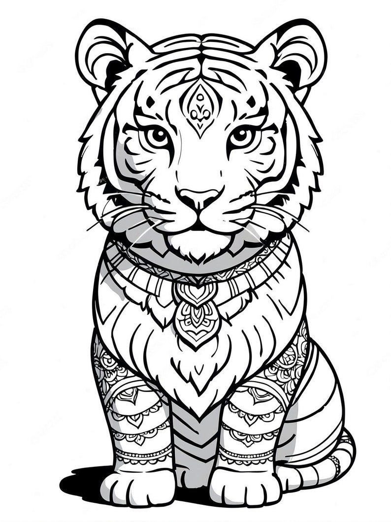 Tiger-themed Mandala Coloring Pages | Instant Download Printable Art ...
