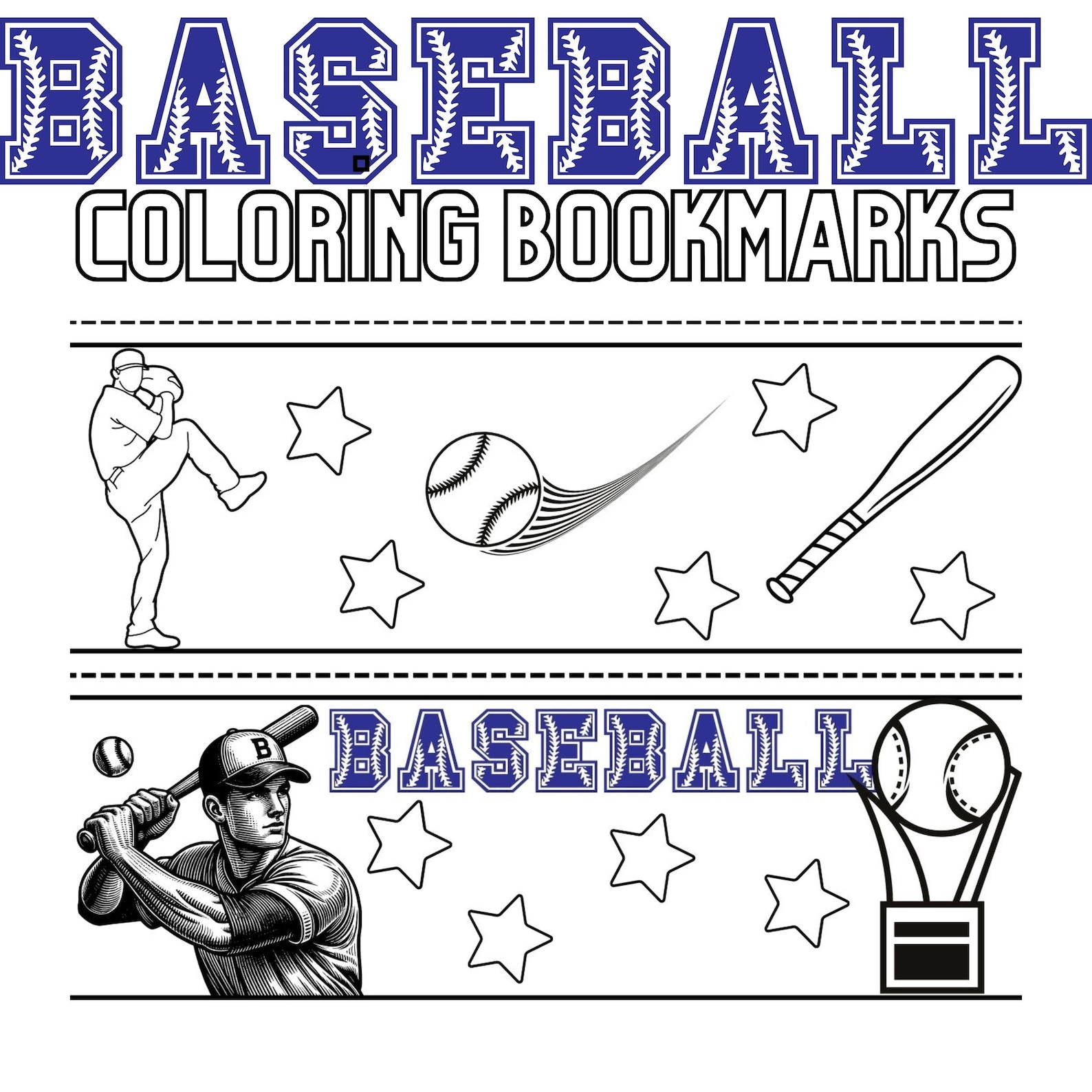 Printable Baseball Coloring Bookmarks - Set of 4 Fun & Creative Designs ...