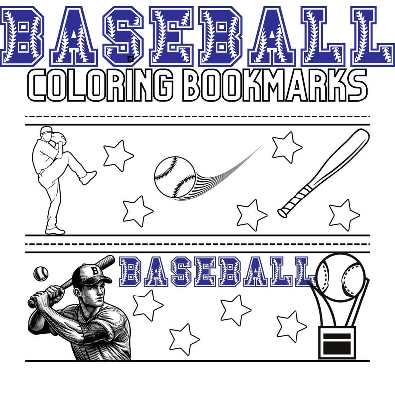 Printable Baseball Coloring Bookmarks - Set of 4 Fun & Creative Designs ...