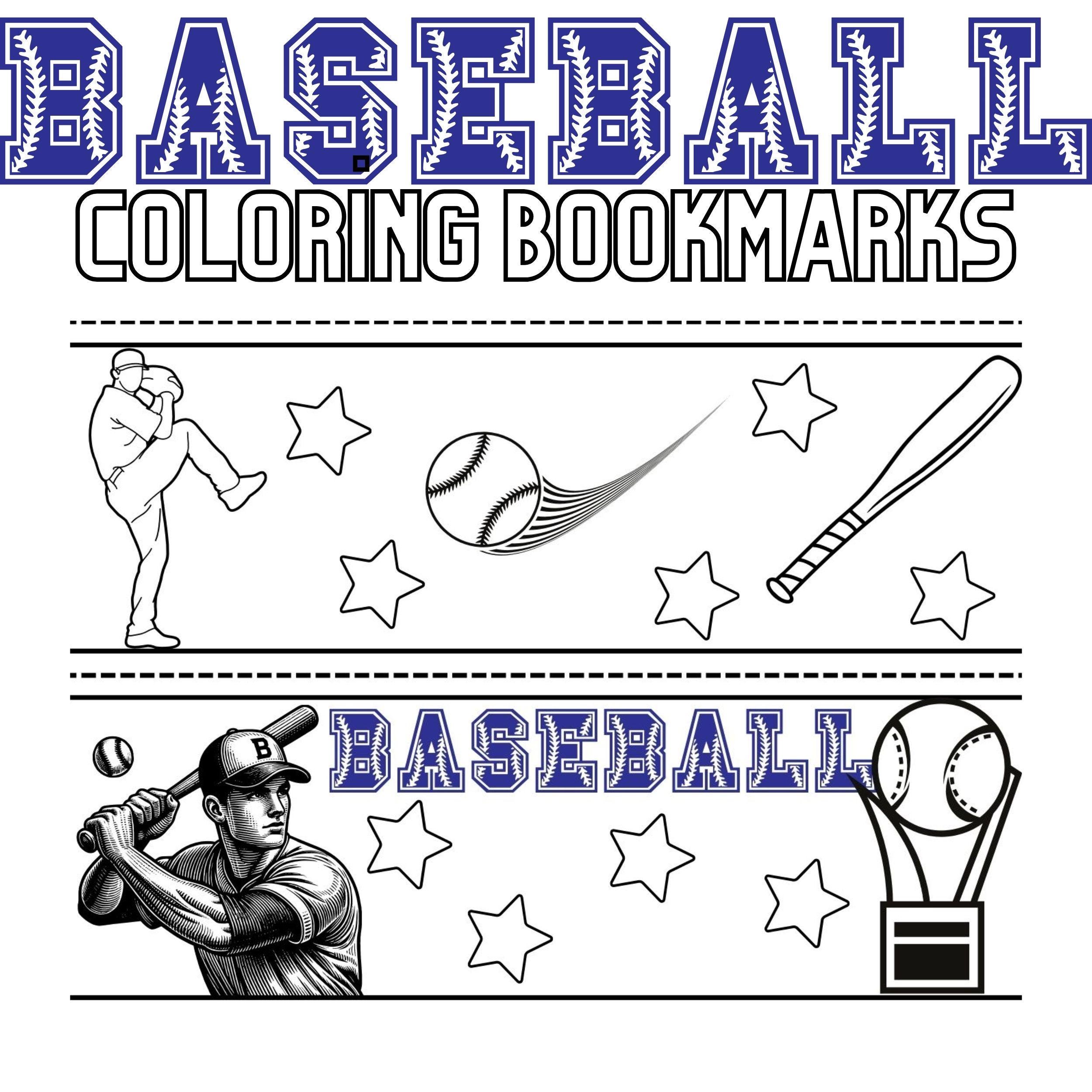 Printable Baseball Coloring Bookmarks - Set of 4 Fun & Creative Designs ...