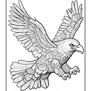 Soaring Eagle Adult Coloring Page | Intricate Nature Illustration ...