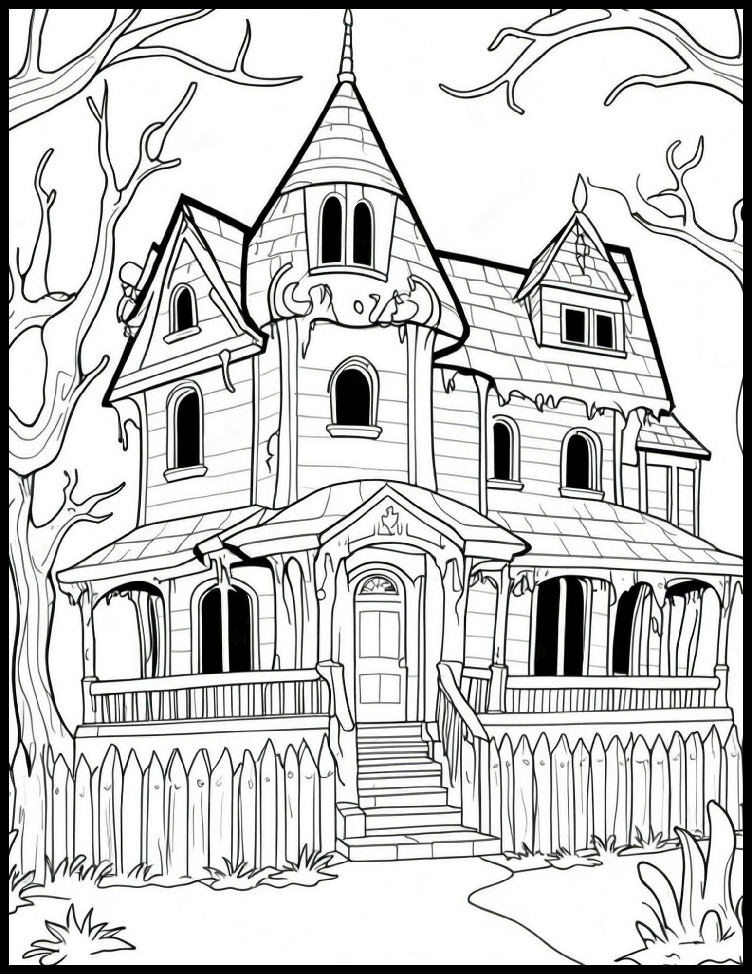 Nightmare House Coloring Pages | 33 Spooky Designs for Kids & Adults - Etsy