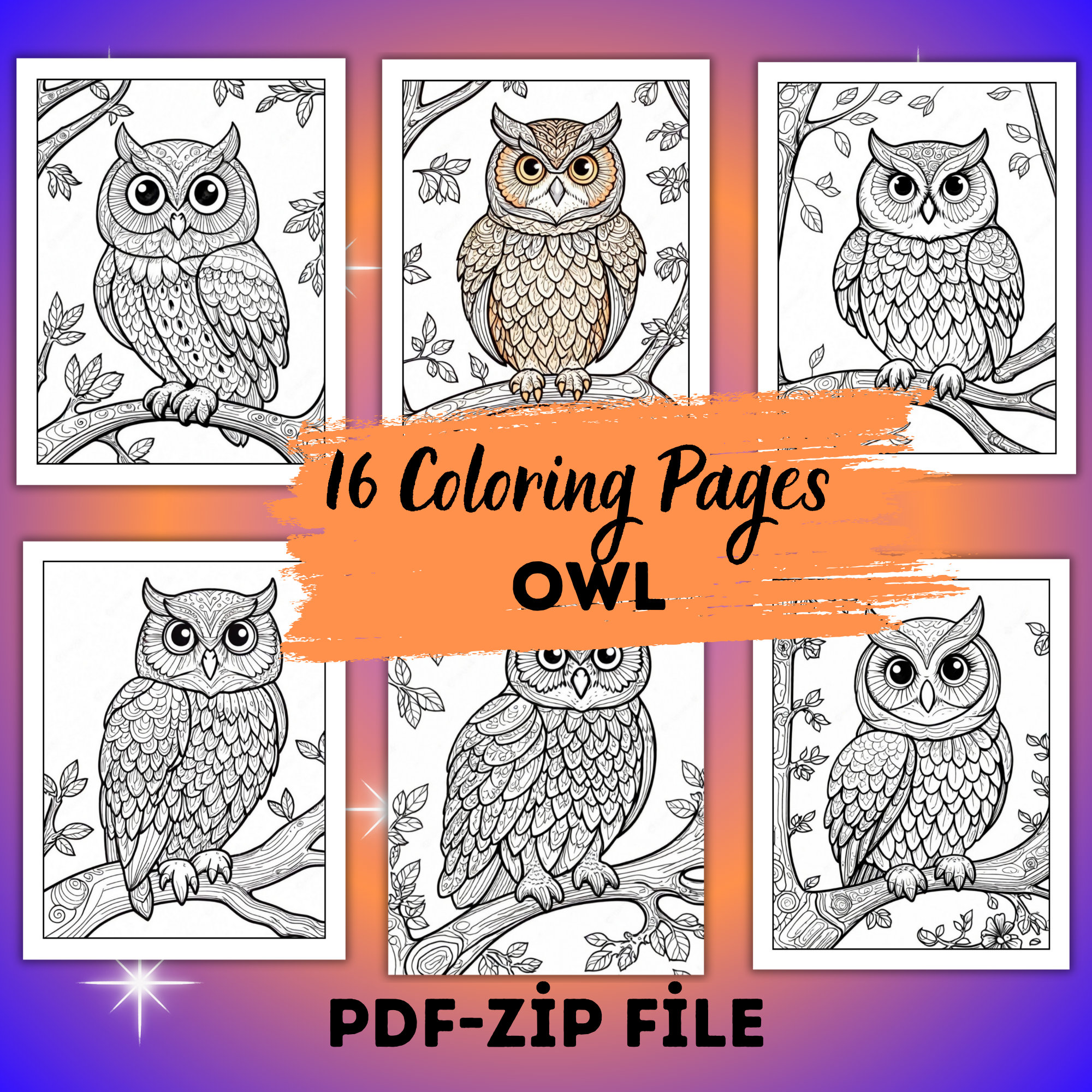 Owl Coloring Pages for Kids and Adults | Printable Owl Coloring Book ...
