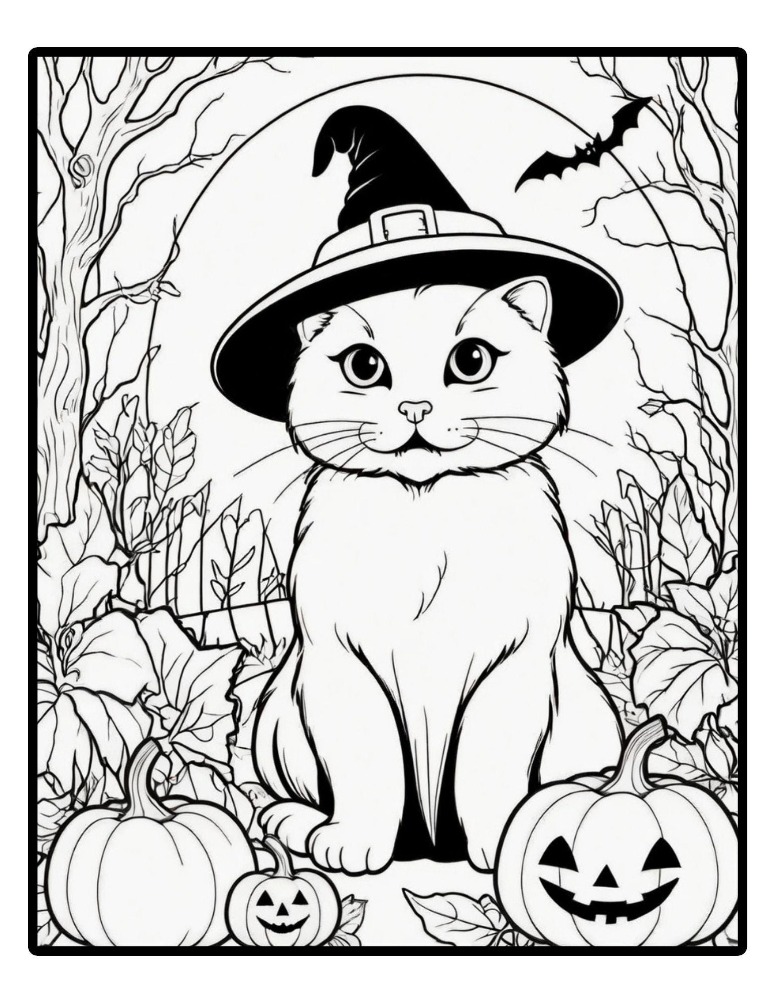 Halloween Animal Coloring Pages | 24 Unique Sheets | Cat | 8 Page Bonus ...