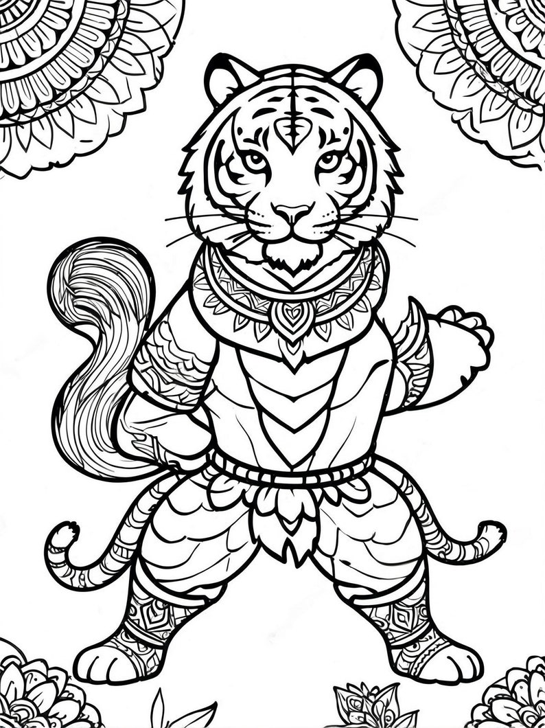 Tiger-themed Mandala Coloring Pages | Instant Download Printable Art ...