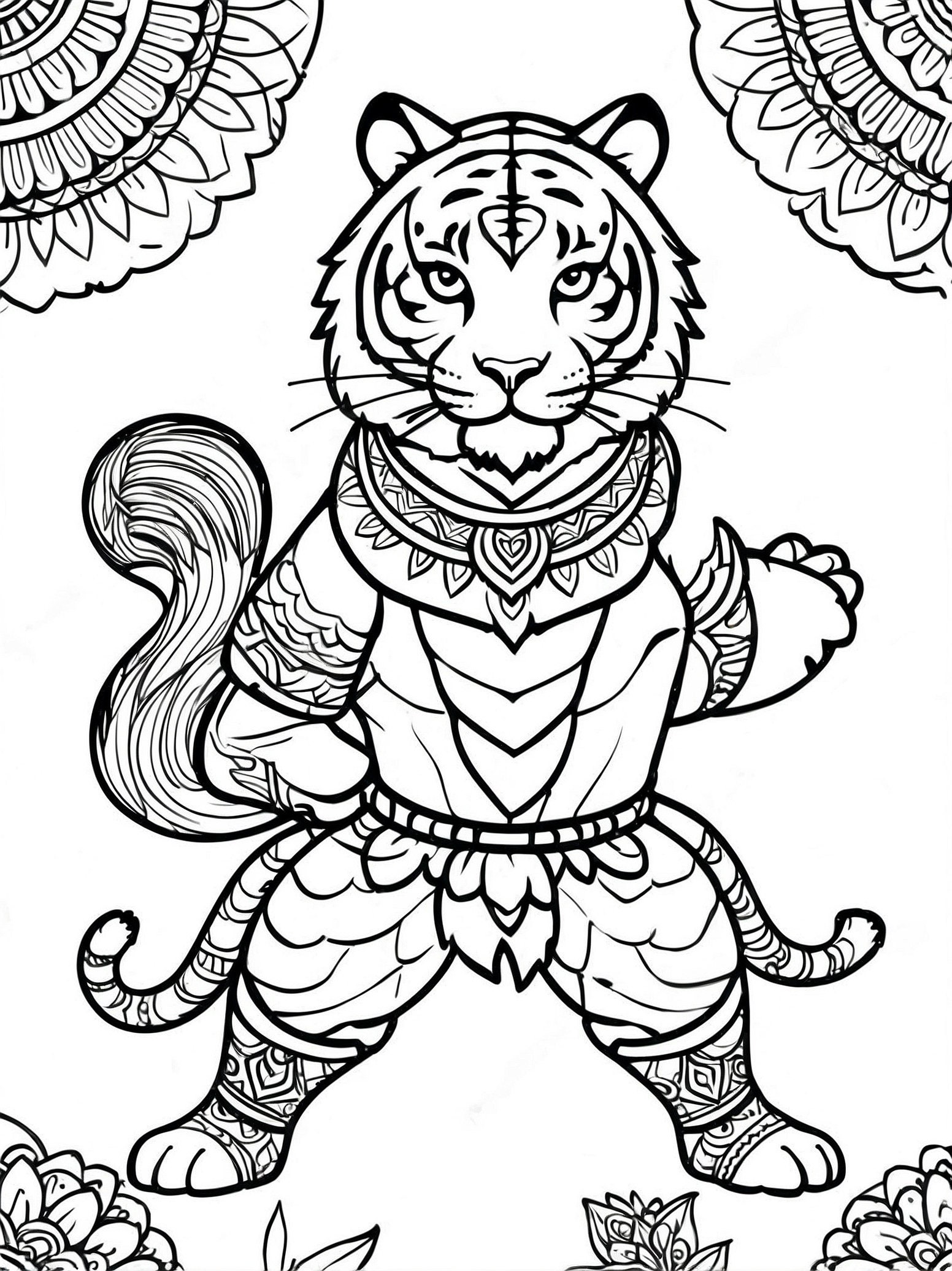 Tiger-themed Mandala Coloring Pages | Instant Download Printable Art ...